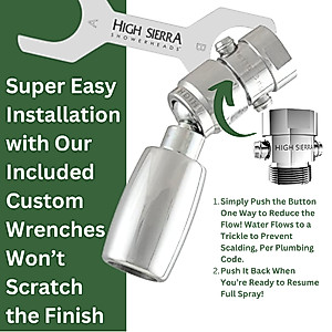 High Sierra Showerheads® - Solid Metal 1.5 GPM High-Efficiency, Low-Flow Shower Head with Pressure Control Valve that Shuts It Off to Just a Trickle - Chrome