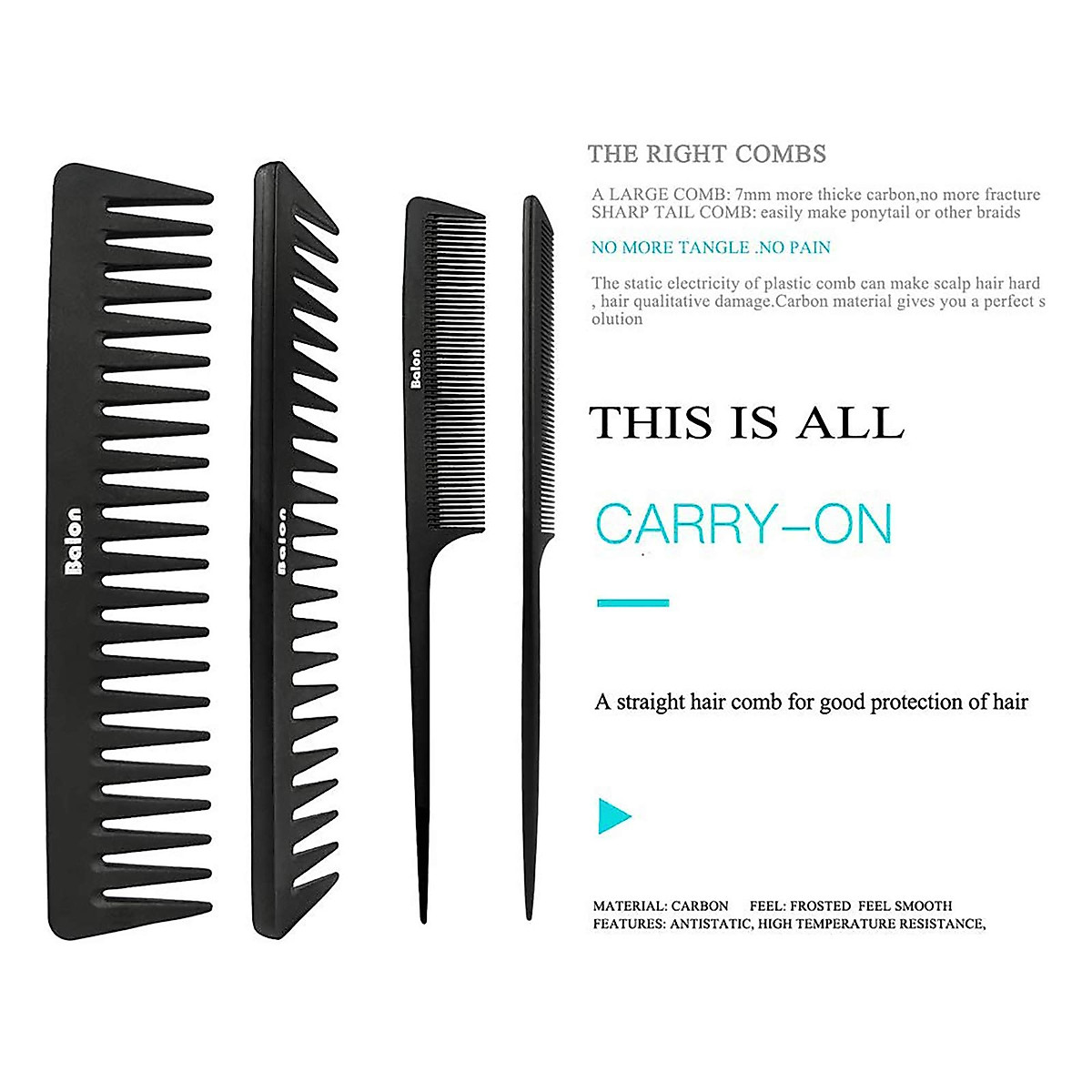 4Pcs Paddle Hair Brush, Detangling Brush and Hair Comb Set for Men and Women, Great On Wet or Dry Hair, No More Tangle Hairbrush for Long Thick Thin Curly Natural Hair