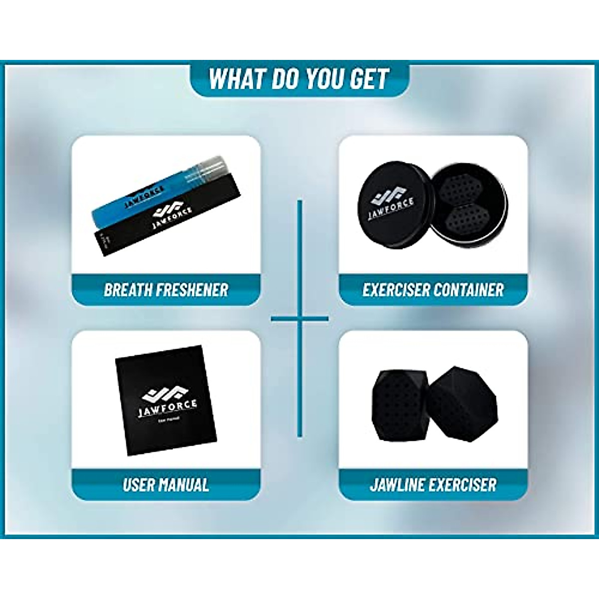 JawForce Jaw Exerciser for Men & Women, Small Size Jawline Exerciser with Breath Freshener - Define your Jawline and Neck - Black Advanced Level