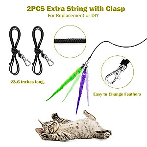 MeoHui Cat Toys for Indoor Cats, Interactive Cat Toy 2PCS Retractable Cat Wand Toy and 9PCS Cat Feather Toys Refills, Funny Kitten Toys Cat Fishing Pole Toy for Bored Indoor Cats Chase and Exercise