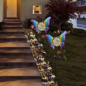 KUBILIGHT Garden Solar Lights Outdoor Decorative - Solar Butterfly Lights Garden Decor, Solar Stake Lights, Waterproof Butterfly Tunnel Lighting for Outside Patio Lawn Yard Decorations
