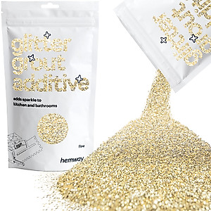 Hemway Glitter Grout Additive add Sparkle to Mosaic Tiles, Bathrooms, Wet Rooms, Kitchens, Tiled Based Rooms and Cement Based Grouts 100g / 3.5oz - Champagne Gold