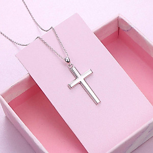 DAOCHONG S925 Sterling Silver Cross Communion Baptism Easter Pendant Necklace for Women Men Teen Jewelry