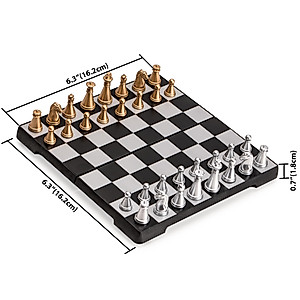 Yellow Mountain Imports Travel Magnetic Chess Mini-Set (6.3 Inches) - Compact, Folding, Educational Board Game