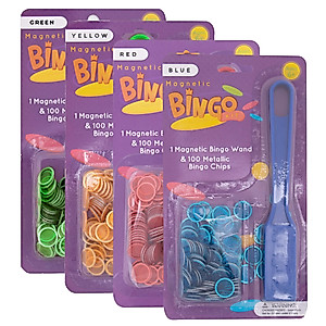 Magnetic Bingo Wands and Translucent Chips|Easy to Pick Up Bingo Chips|STEM Kits for Learning, Counting|Multi Color 400 Chips