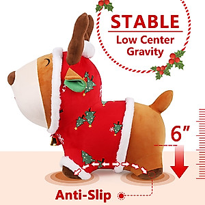 iPlay, iLearn Bouncy Pals Christmas Reindeer Bouncy Horse Toys, Hopping Animals, Inflatable Ride on Hopper, Plush Jumping Bouncer, Birthday Gifts for 18 Month 2 3 4 Year Old Toddlers Boys Girls Kids