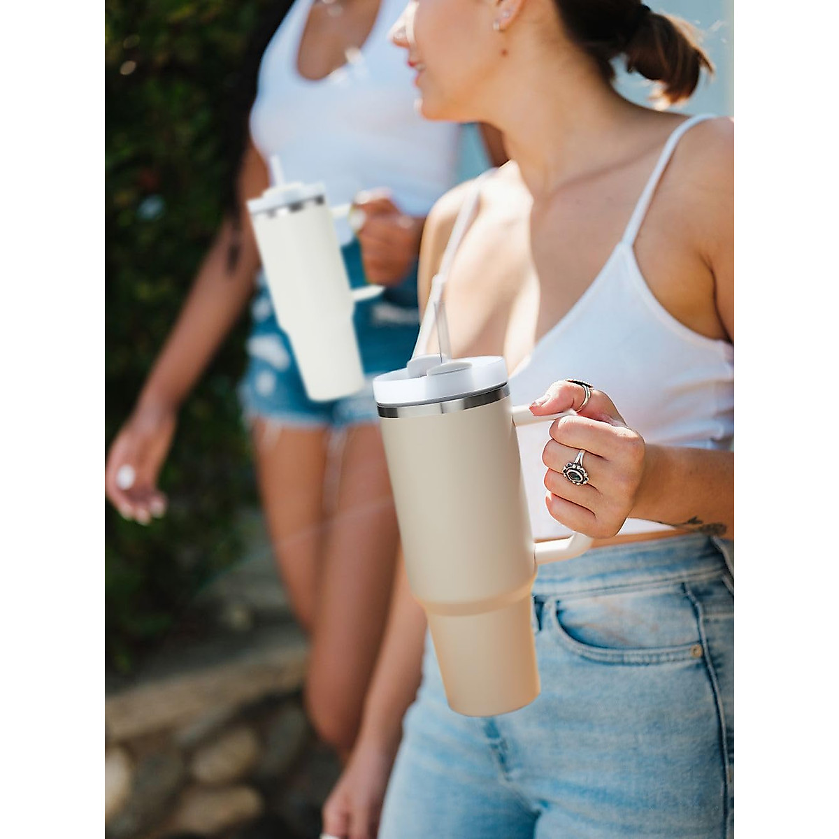 UnowYi 40 oz Tumbler With Handle and Straw Lid, Stainless Steel Vacuum Insulated Tumbler, Travel Mug Straw Covers Cup for Water, Iced Tea or Coffee, Smoothie, Gifts for Women Men