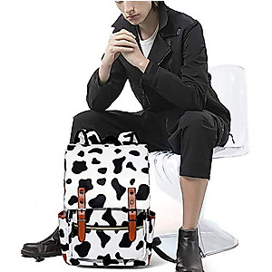 Malaxlx Cow Print Bookbag for Teen Girls Boys, College School Student Laptop Backpack for Womens