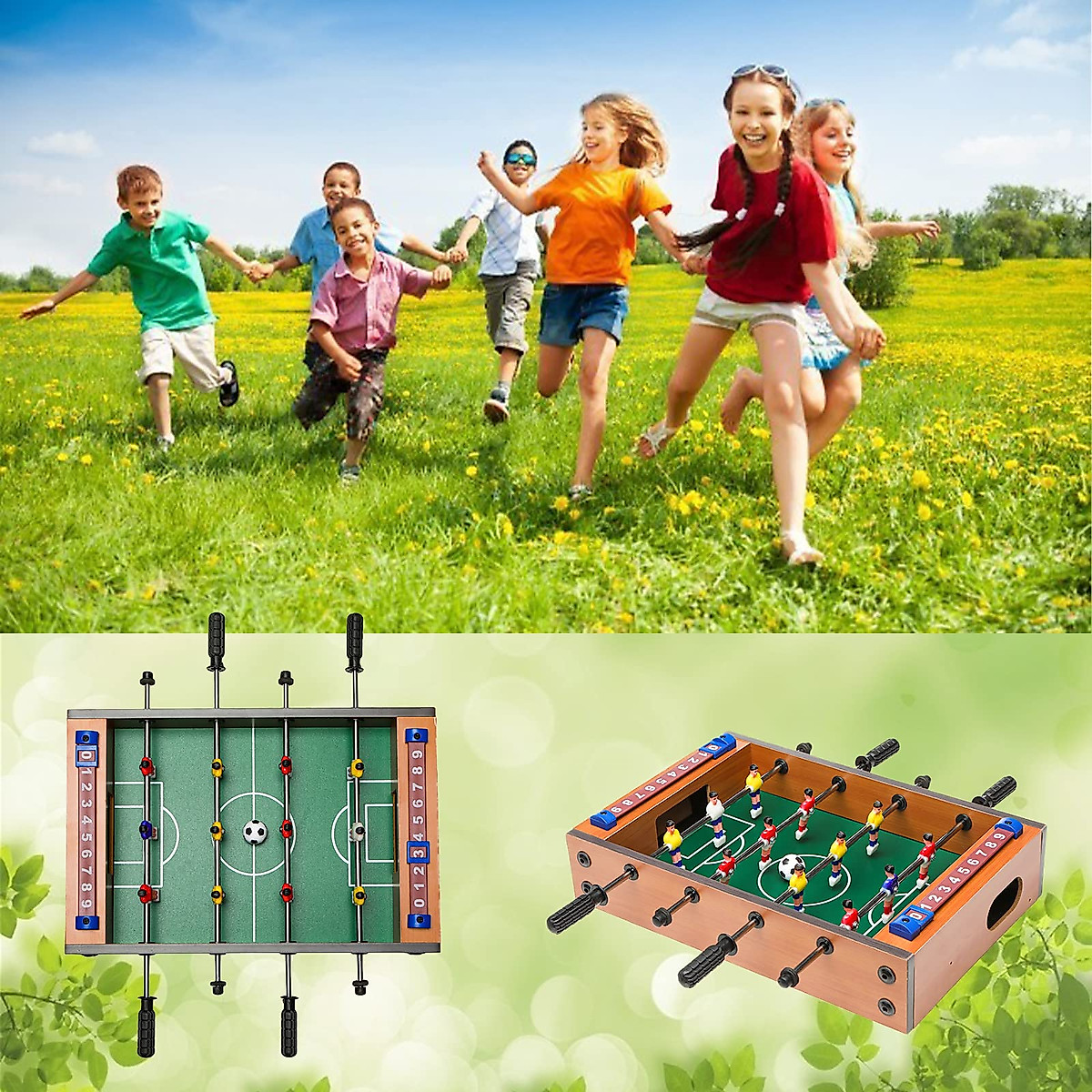 Shevshavan 14(inch) Small Foosball Table for Little Kids Table Top Wooden Hockey Game Tabletop Soccer/Foosball Game Mini Foosball Table Football Table Birthday Gift(14 inch)