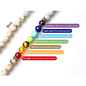 Addmluck 108 Mala Beads Meditation Necklace 7 Chakra Tree of Life Pendant Necklace Prayer Buddha Beaded Bracelets Healing Stone Yoga Necklace for Men and Women Jewelry(shoushan stone)