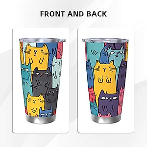 AYCZN Cats 20 OZ Tumbler Stainless Steel Travel Coffee Mug, Colorful Kitten Insulated Water Bottle with Lid Leakproof Thermal Cup