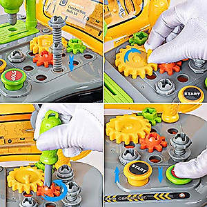 UNIH Kids Tool Sets for Boys Age 2-4 Childs Carpenter Preschool Fixing Tool Kit with Yellow Box, Toys for 2 Year Old Boy