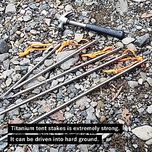 TITAN MANIA Titanium Tent Stakes 7.87 inch 20 cm, Tent Pegs, Lightweight, Sturdy, Outdoor Gear, Camping Equipment, 6 Pack