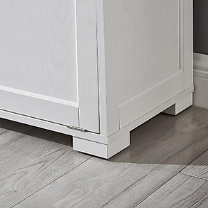 Smhxo Tilt Out Trash Cabinet, Wooden Kitchen Trash Can Cabinet with Deodorising Function, 2 * 10 Gallons Hidden Laundry Sorter Cabinet, Pure White