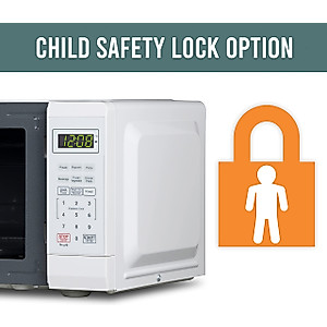 Farberware Countertop Microwave 700 Watts, 0.7 cu ft - Microwave Oven With LED Lighting and Child Lock - Perfect for Apartments and Dorms - Easy Clean Grey Interior, White