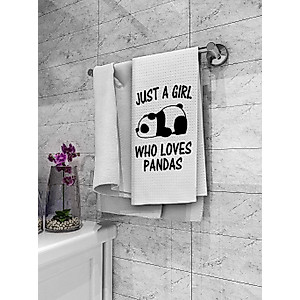 Dibor Just A Girl Who Loves Pandas Kitchen Towels Dish Towels Dishcloth,Funny Panda Decorative Absorbent Drying Cloth Hand Towels Tea Towels for Bathroom Kitchen,Panda Lovers Girls Women Gifts