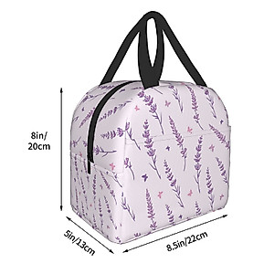 Lavender Field Purple Butterfly Lunch Box Travel Bag Picnic Bags Insulated Durable Shopping Bag Back To School Reusable Waterproof Bags For Man Woman Girls Boys