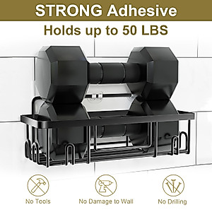 IKOLYS Shower Caddy 2 Packs, Bathroom Shower Organizer Adhesive Shower Basket, Rustproof Stainless Steel Bathroom Shower Storage and Home Decor, Shower Shelf for Bathroom and Kitchen - Black