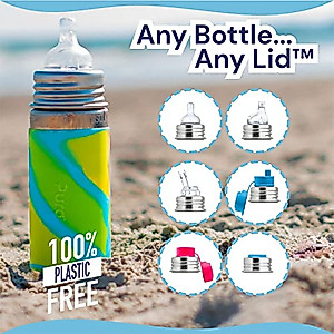 Pura Kiki 9oz/260ml Stainless Steel Insulated Anti-Colic Infant Bottle w/Silicone Medium-Flow Nipple & Sleeve, 100% Plastic-Free, MadeSafe Certified, for Kids, Toddlers, Babies & Infant - Pink