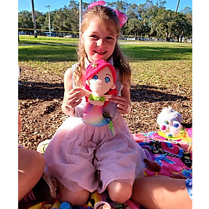 Q&M Novelties Mermaid Backpack & Bottle -11.5” Roomy Preschool Kids Backpack, Toddler Mermaid Toys, Stuffed Plush Mermaid Doll Toy, Mermaid Gifts for Girls Age 3, 4, 5, 6 (Mermaid Plush - Purple)