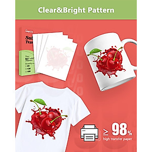 Sublimation Paper Heat Transfer Paper 8.5x11 inch A4 130 Sheets for Any Epson HP Canon Sawgrass Inkjet Printer with Sublimation Ink for Mug, T-Shirt,Light Fabric DIY 125gsm