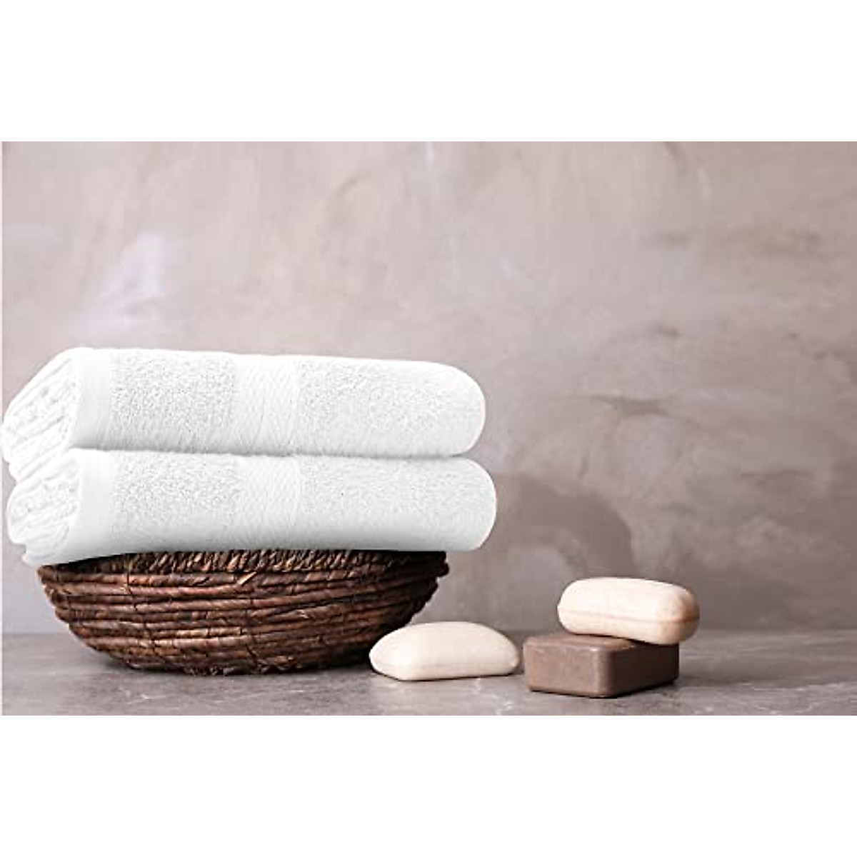 Avalon Bath Towels for Bathroom 100% Cotton White Bathroom Towels Pack of 6 (22x44 inches) - Quick Drying Bath Towels Set Small, Light Weight & Absorbent Perfect Gym & Pool Towel Set