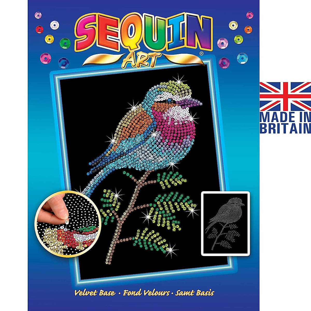 Sequin Art Lilac Breasted Roller Design from The Blue Range 28 x 37 cm, Multicolor (5528913)