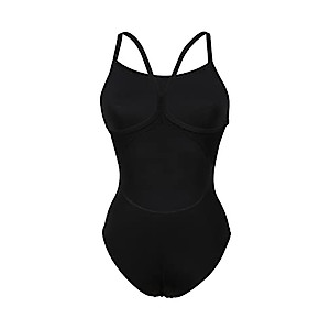 Arena Women's Standard Team Swimsuit Light Drop Solid Fl, Black-White, 36
