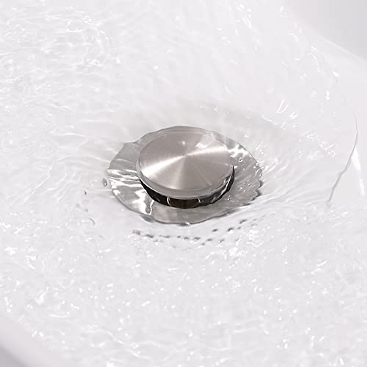 KES Bathroom Sink Drain Without Overflow, Pop Up Drain with Detachable Hair Catcher for Vanity Vessel Sink, Small Cap Brushed Nickel, S2014D-BN