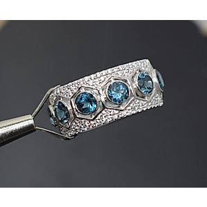 Women's Beautiful Natural Blue Topaz Gemstone Designer Ring 925 Sterling Silver Something blue, Sky blue, Wedding Band, Elegant Eternity Ring For Wedding/Marriage/Fastival/Annyversary (Size:-9)