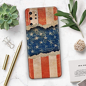 DesignSkinz Scratched Surface Peeled American Flag Protective Vinyl Decal Wrap Skin Cover Compatible with The Samsung Galaxy S20 (Screen Trim & Back Glass Skin)
