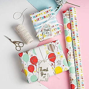 MAYPLUSS Birthday Wrapping Paper Roll - Mini Roll - 17 inch X 120 inch Per roll - Balloon Design (42.3 sq.ft.TTL)