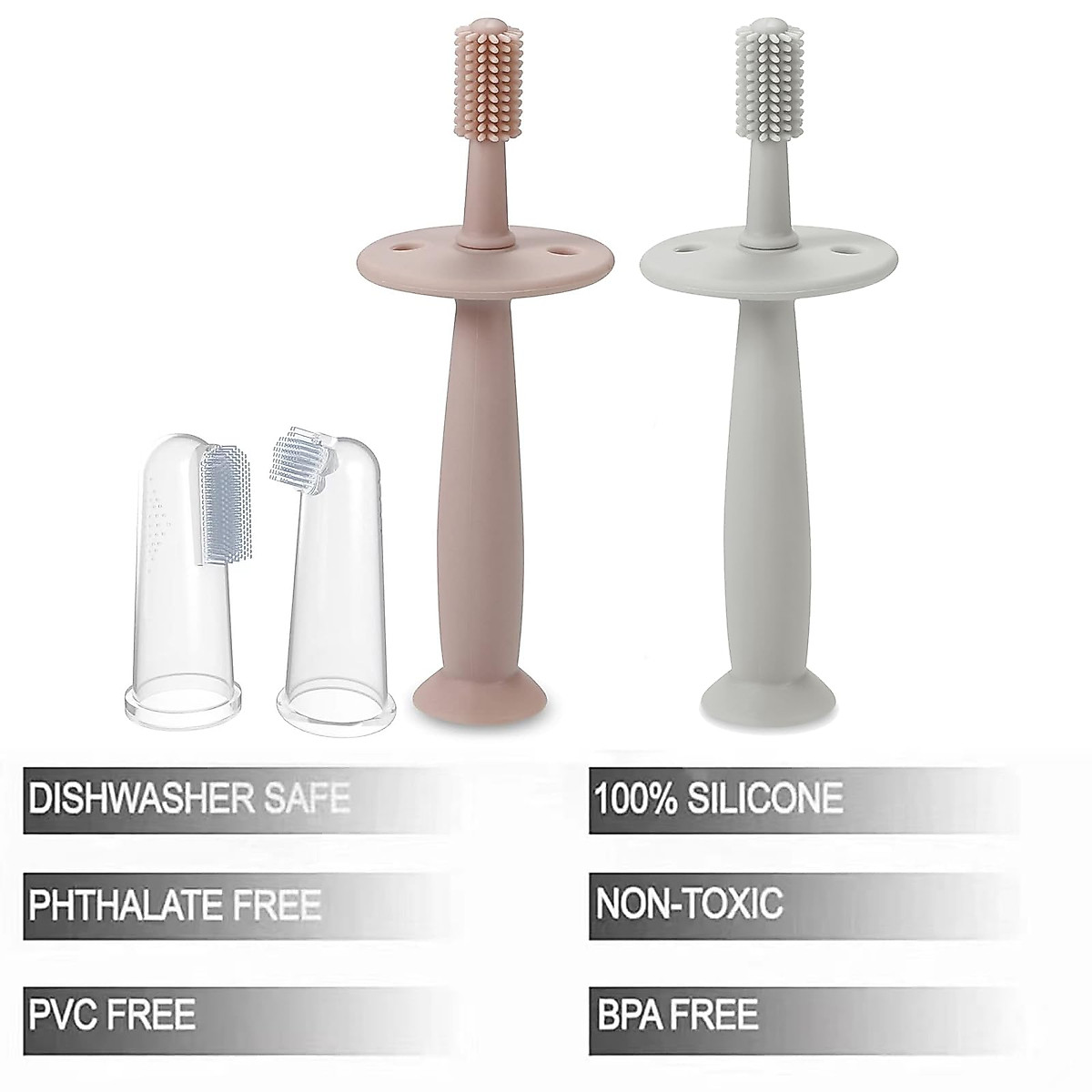 PandaEar Baby Finger Toothbrush Silicone Toothbrush Pink+Blue (3 Set)| Oral Care for Infants Ages 3 Months Plus