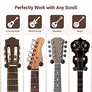 Ohuhu Guitar Wall Mount Hanger Walnut 2-Pack, Guitar Hanger Wall Hook Holder Stand for Bass Electric Acoustic Guitar Ukulele