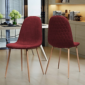 GDFStudio Great Deal Furniture Patio Dining Chairs with Polyester seat Material, Red