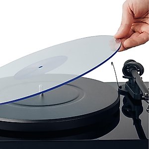 Acrylic Turntable Mat - 11.75" BlueLit Vinyl Record Acrylic Mat - Precision Machined Acrylic Turntable Platter Mat w/Record Label Recess - See-Through Record Mat for Standard 12" Turntable Platters
