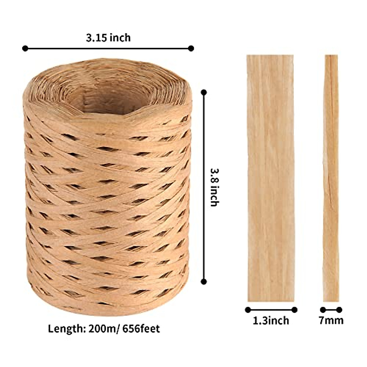 Raffia Ribbon for Gift Wrapping - Cuttte 218 Yards Raffia Yarn for Crocheting, Raffia Paper Ribbons for Craft, Packing Paper Twine Ribbon 1/4 Inch Width (Kraft)