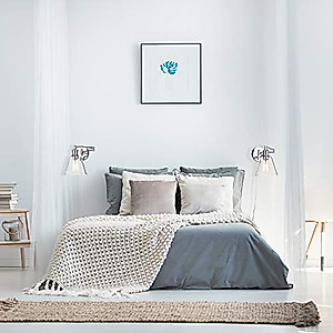 Globe Electric 65704 1-Light Plug-in or Hardwire Industrial Wall Sconce, Chrome Finish, On/Off Rotary Switch, 6ft Clear Cord, Clear Glass Shade, Wall Lights for Bedroom Plug in, Kitchen Sconces