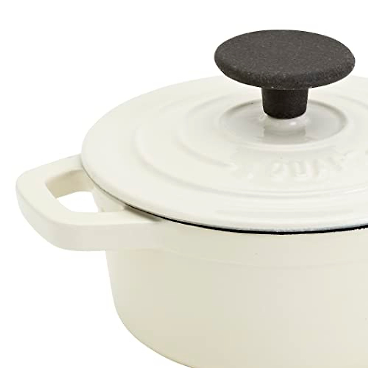 Smith & Clark 1-Quart Enameled Cast Iron Dutch Oven Pot with Lid, Ivory White