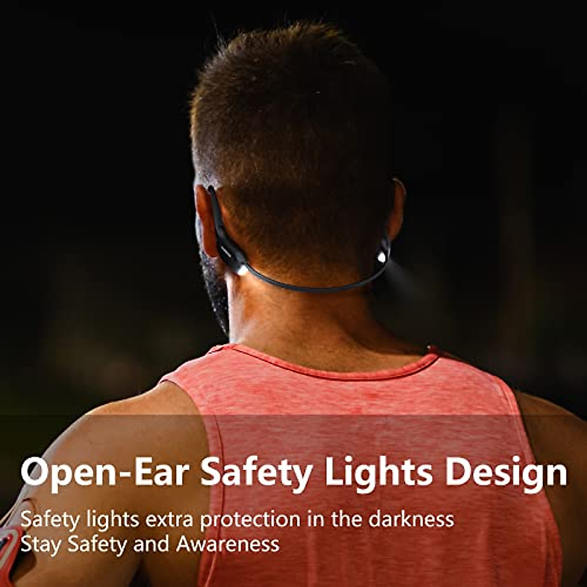 sayrelances Bone Conduction Headphones Waterproof, IPX8 Swimming Headphones with MP3 Play 32G Memory, Bluetooth 5.3 Open Ear Sports Headphones with Night Light for Running Swimming Cycling Workout