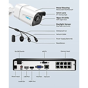 REOLINK RLK8-800B4 4K Security Camera System - H.265 4pcs 4K PoE Security Cameras Wired with Person Vehicle Detection, 8MP/4K 8CH NVR with 2TB HDD for 24-7 Recording