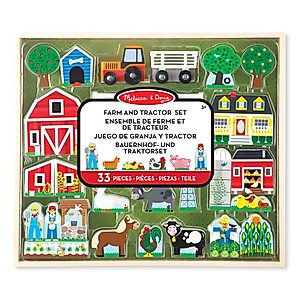 Melissa & Doug Wooden Farm and Tractor Play Set (33 pcs)
