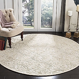 SAFAVIEH Trace Collection 6' Round Ivory TRC101C Handmade Premium Wool Area Rug