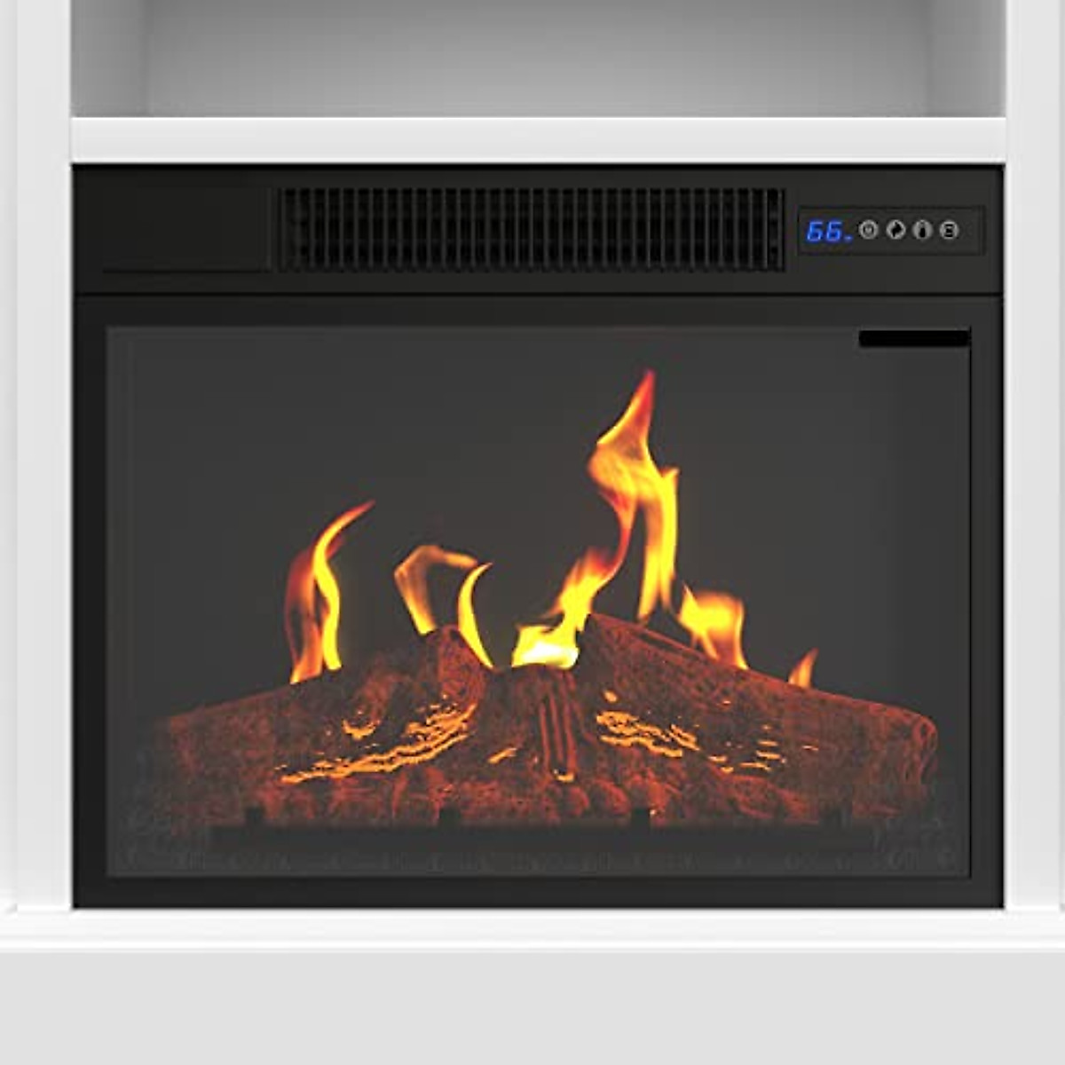 TV Stand with Electric Fireplace Fits TVs up to 65-Inches - Media Console with Storage Cabinet, Adjustable Heat, and LED Flames by Northwest (White)