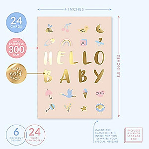 Sweetzer & Orange Unisex Baby Shower Card Girl and Boy Pack. Set of 24 Boxed Greeting Cards and Envelopes. Baby Shower Cards for Girl and Baby Shower Cards for Boy. 4x5.5” New Baby Card Note Cards