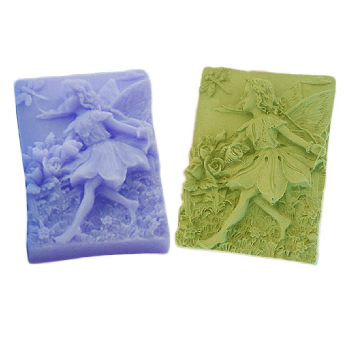 SYW 2 Pcs Silicone Mold Angel Dragonfly Butterfly Fairy Craft Art Silicone Soap Mold DIY Handmade Soap Molds 3D Cake Baking Tool,pink-2