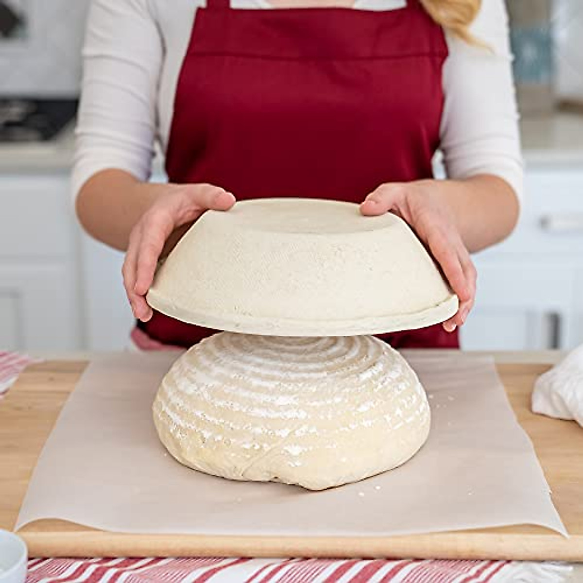 Bulka Banneton Bread Proofing Basket Spruce Wood Pulp Round 9" Groove, Sourdough Bread Baking Supplies Brotform - Non-Stick Dough Proving Bowl, Gifts for Bakers making Artisan Loaves, Made in Germany.