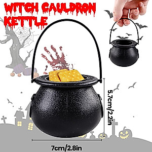 DIYDEC 12pcs Mini Black Cauldron with Handle Halloween Mini Witch Cauldron Kettles Multi-purposed Small Plastic Cauldron Halloween Pot Candy holder for Halloween & St. Patrick’s Day Party Favors Decor