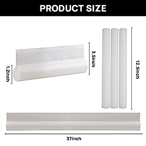 KAKULO 3 Pack Door Draft Stopper - 37" Adjustable Under Door Draft Blocker to Reduce Cold Air, Soundproof for Interior/Exterior Bottom of Doors (White)