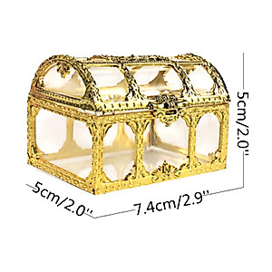 HAN SHENG 12 Pcs Transparency Treasure Chest Candy Boxes Wedding Favor Boxes Candy Storage Boxes Gift Boxes for Wedding Christmas Birthday Party Decorating Ornament Container (2.9''x2.0'',Gold)